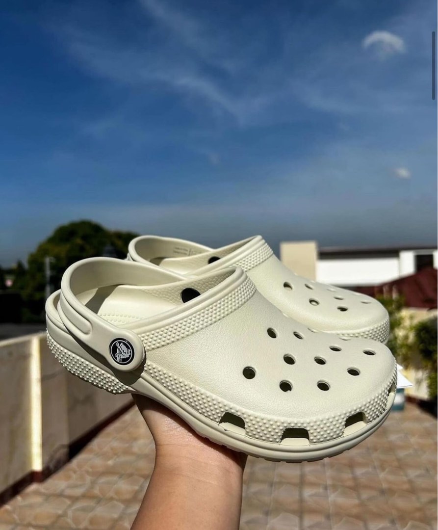 Crocs classic bone, Women's Fashion, Footwear, Slippers and slides on ...