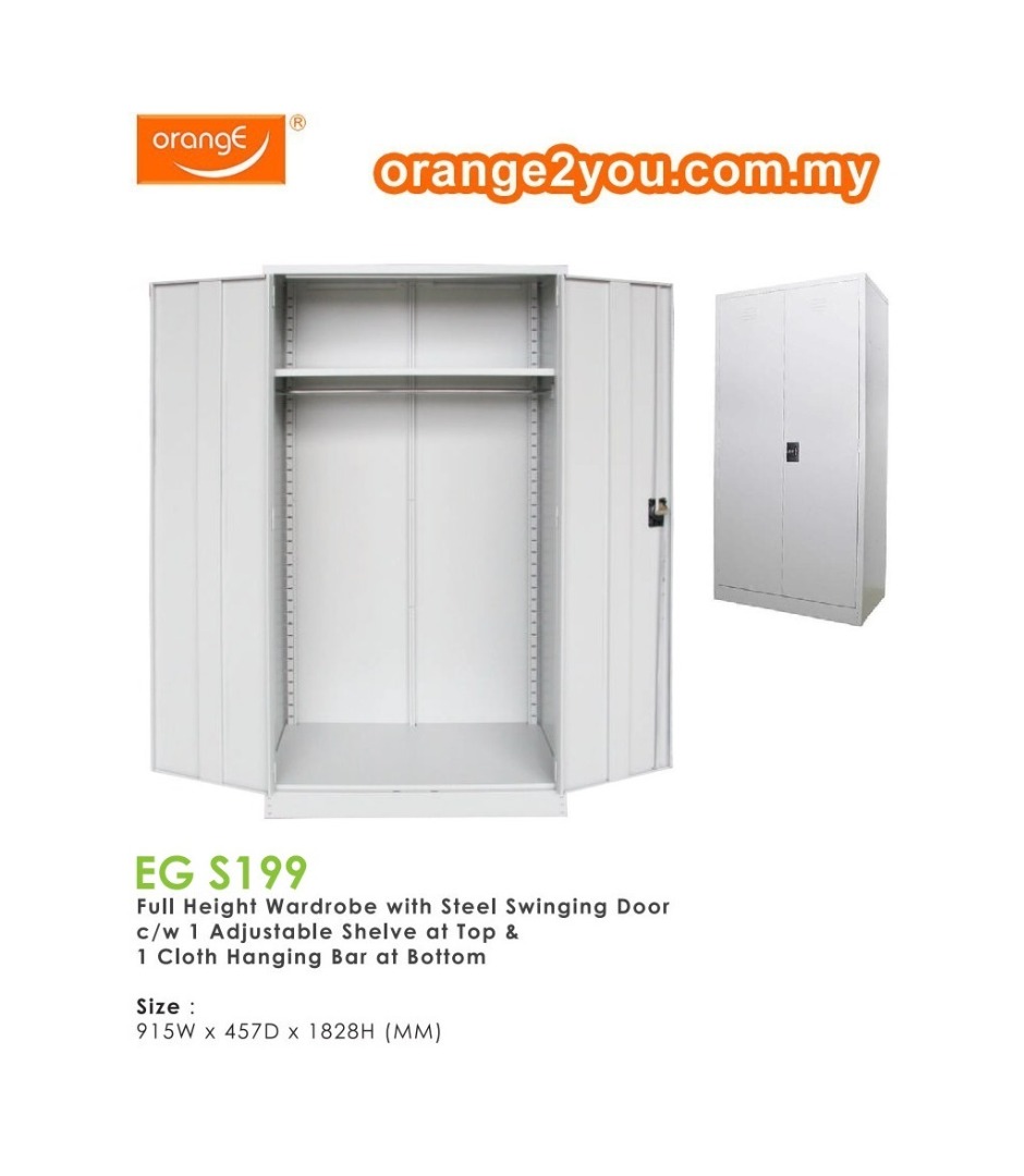 Full Height Wardrobe with Swinging Doors, Furniture & Home Living ...