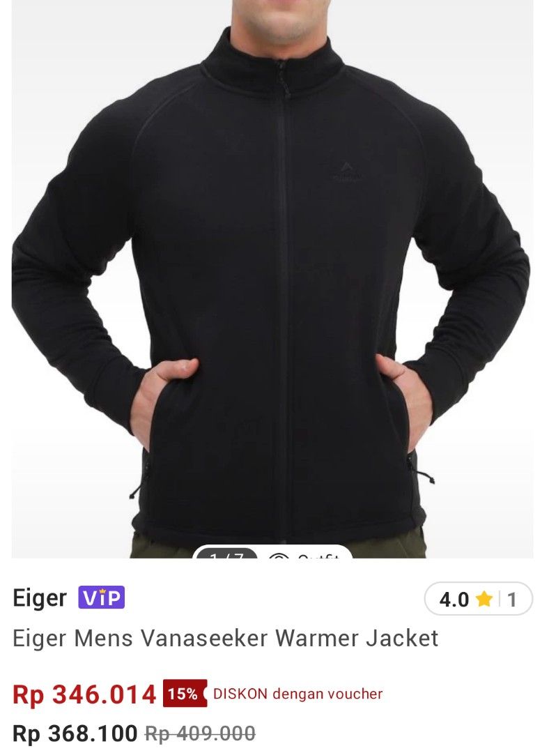 Jaket Hitam Eiger Original, Fesyen Pria, Pakaian , Baju Luaran di Carousell