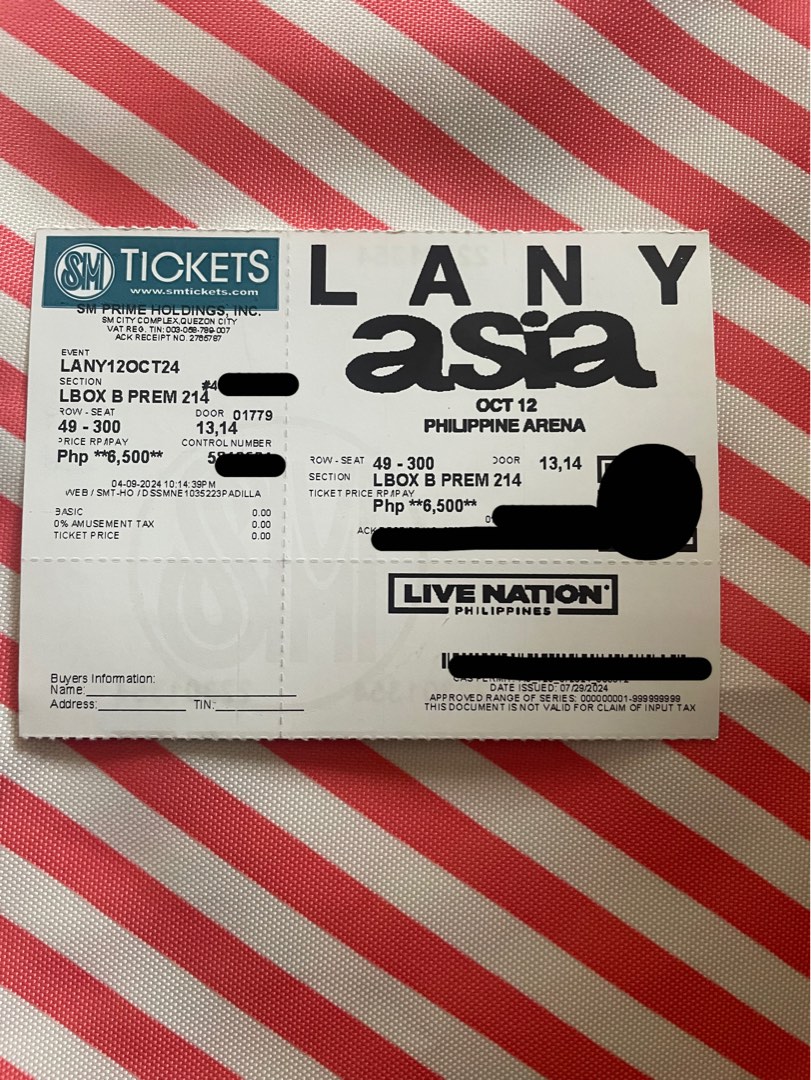 Lany ticket, Tickets & Vouchers, Event Tickets on Carousell