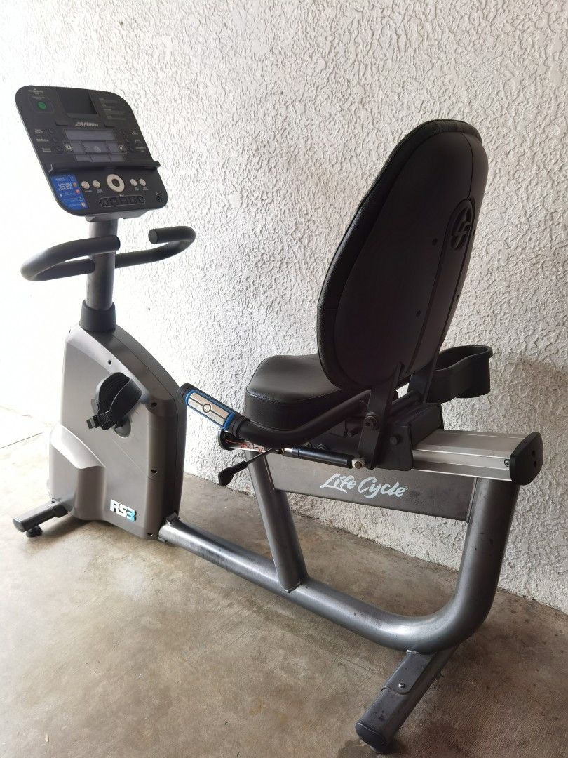 Life Fitness RS3 Lifecycle Recumbent Bike Stationary Bike with Track Console Self-Powered tags ...