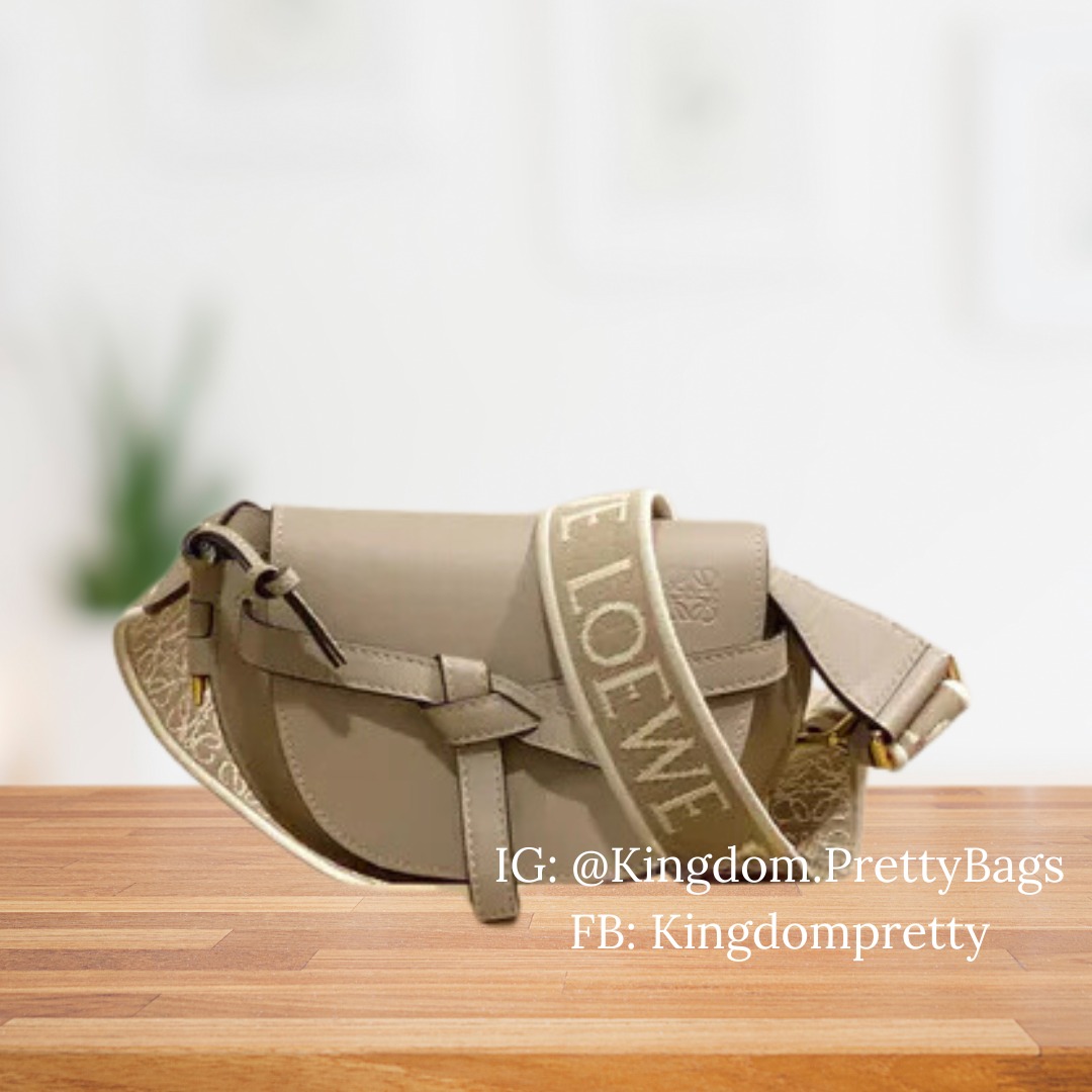 Loewe Gate Mini Dual Logo Strap Printed Crossbody / Waist Bag in Sand ...