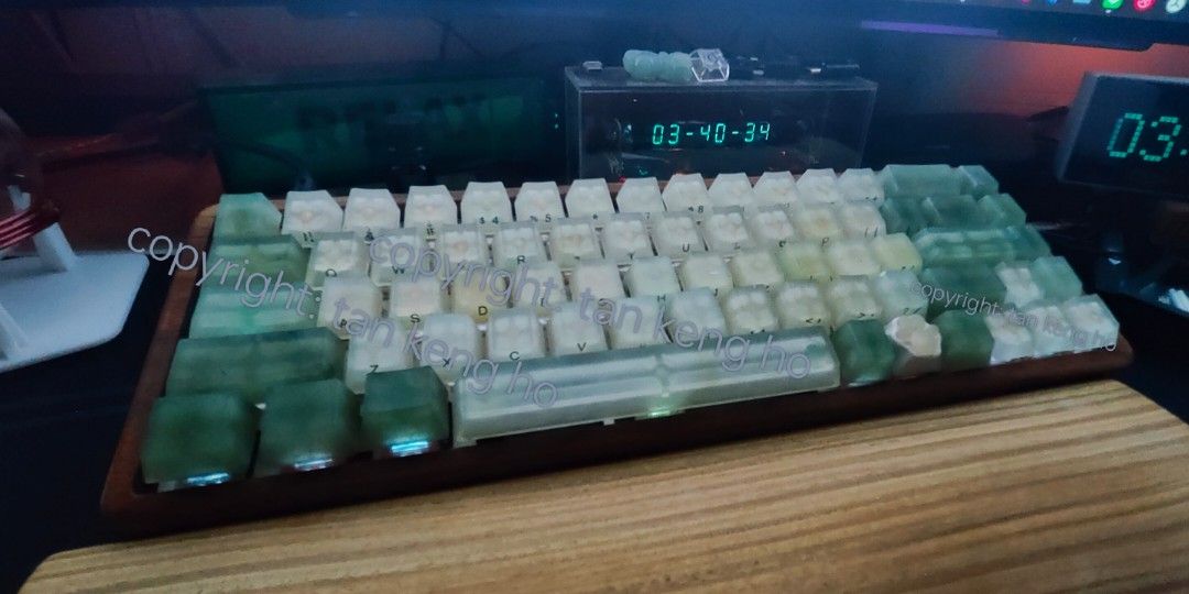 Matcha colour Wabisabi themed, 100% Real Jade ore non-plastic keycaps ...