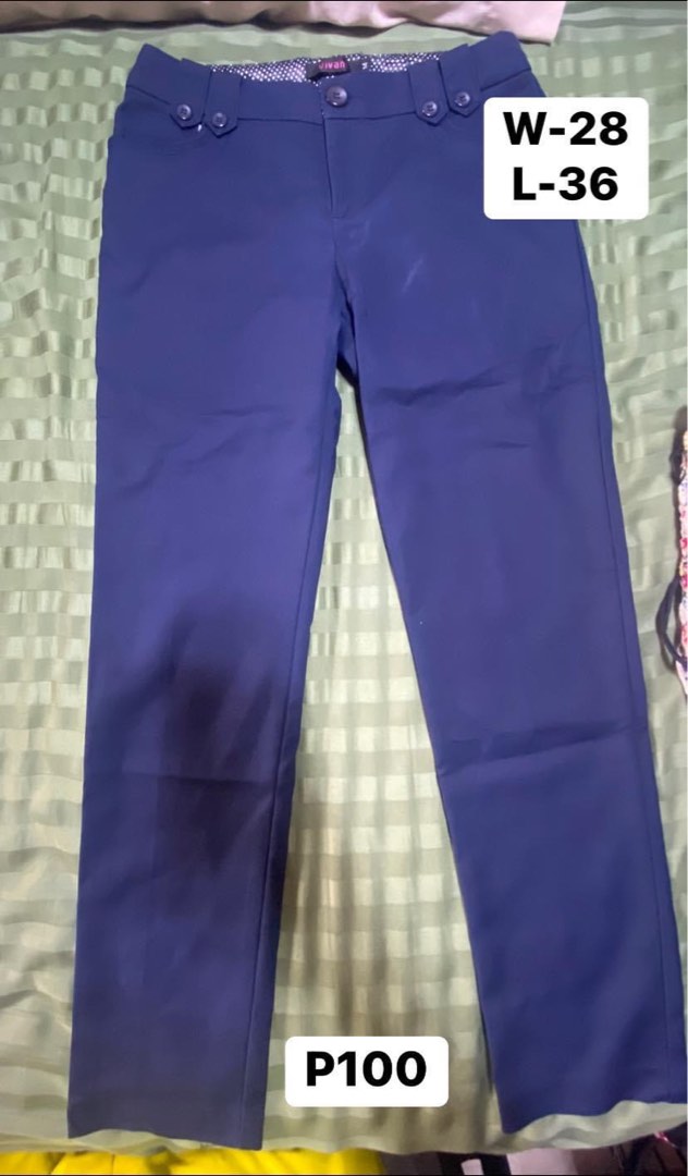 Navy Blue Slacks, Women's Fashion, Bottoms, Other Bottoms on Carousell