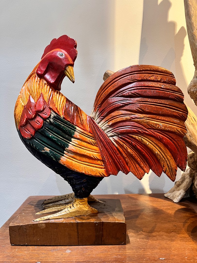 Old carved wooden rooster, Furniture & Home Living, Home Decor, Other ...