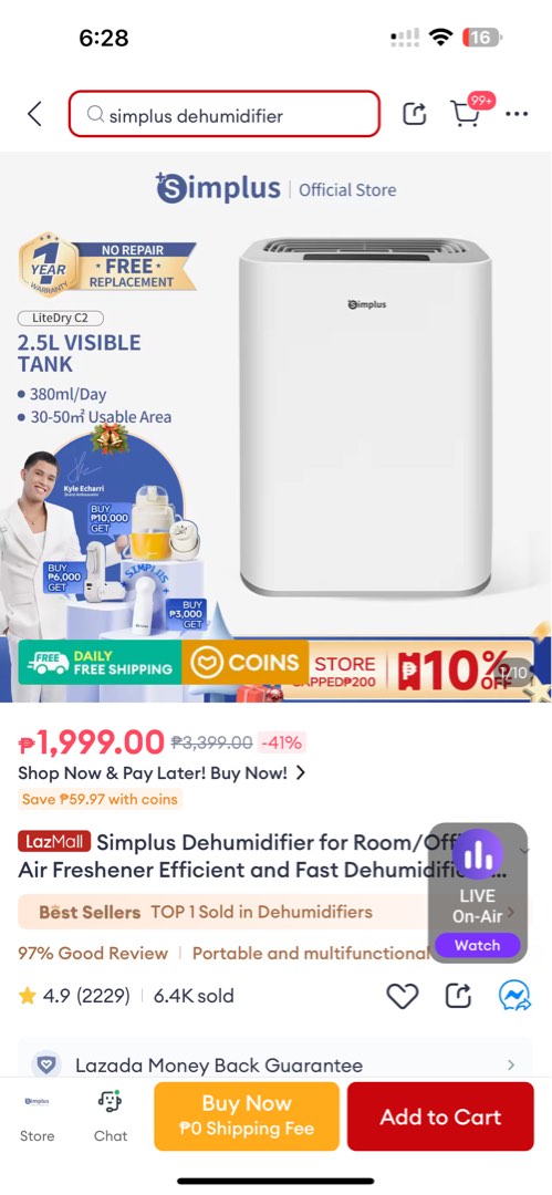 Simplus dehumidifier 600ml water tank, TV & Home Appliances, Air Purifiers & Dehumidifiers on ...