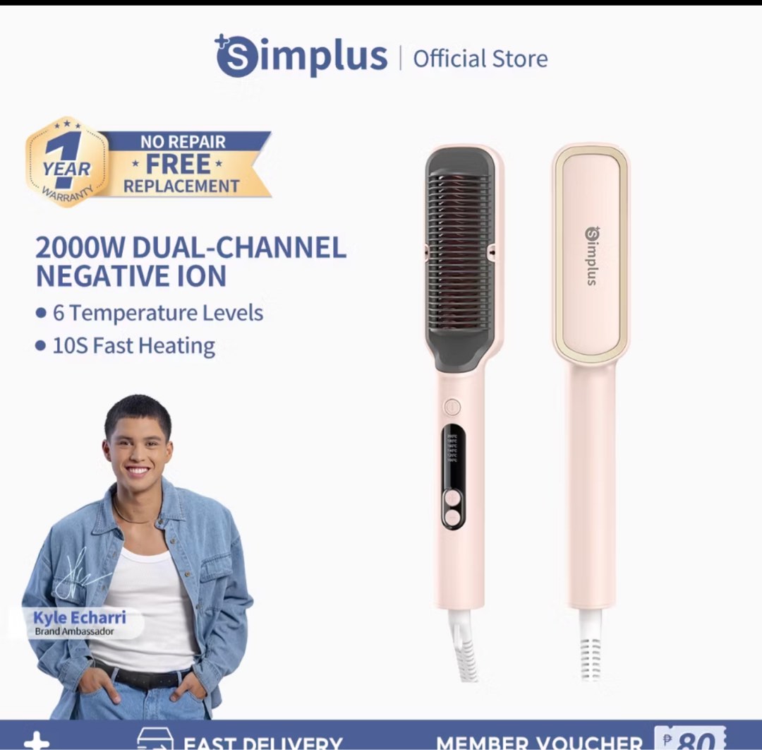 Simplus hair straightener comb brush, Women's Fashion, Watches & Accessories, Hair Accessories ...