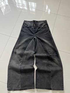 American holic super wide baggy denim pants, Men's Fashion, Bottoms ...