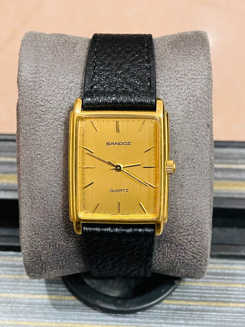 Swiss Sandoz Tank Gold Tone, Luxury, Watches on Carousell
