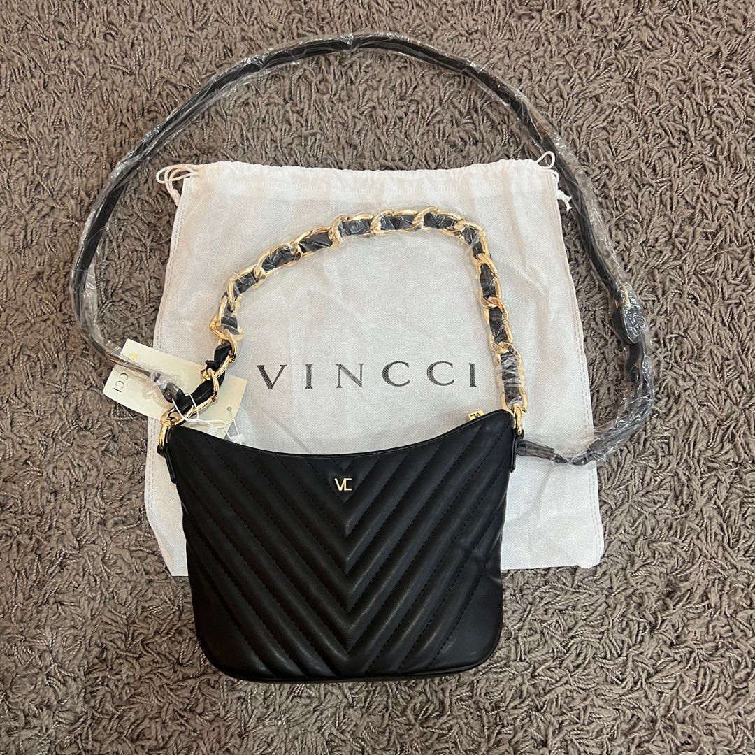 Vincci Shoulder Bag + 2 Straps in Black with Dustbag, Women's Fashion ...