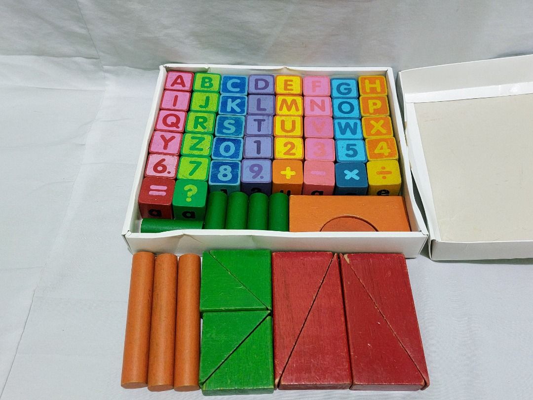 Wooden Colorful Alphabet Number Blocks Educational Montessori Blocks ...