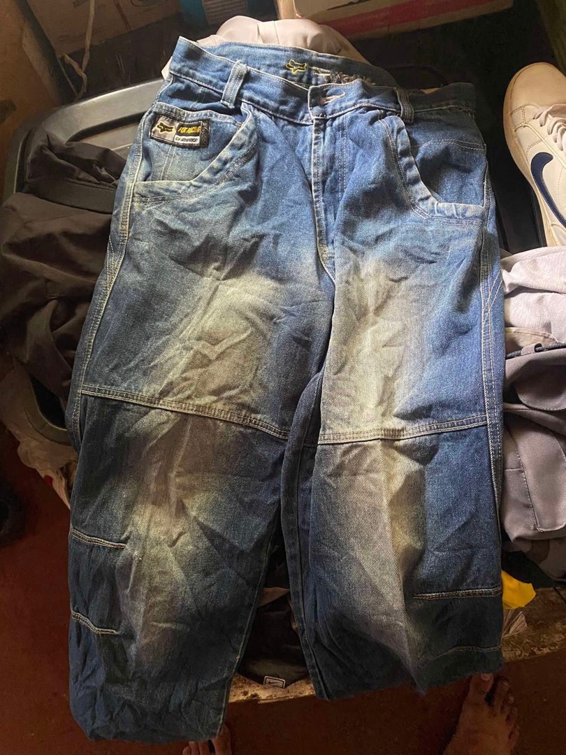 Y2K Fox Racing Embroidered, Men's Fashion, Bottoms, Jeans on Carousell