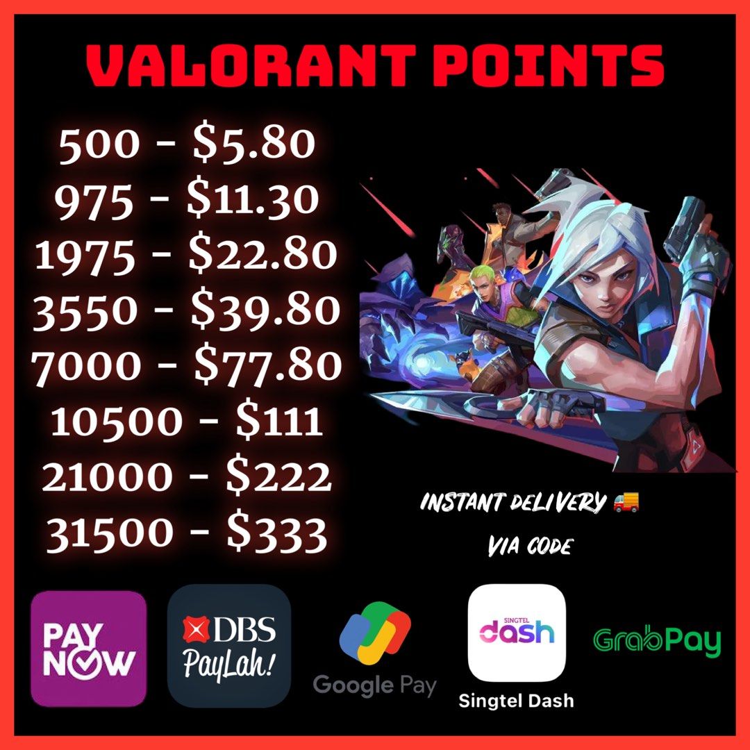 🇸🇬 [NO LOGIN ] INSTANT 100% CHEAPEST| VALORANT POINTS | RIOT SG ...