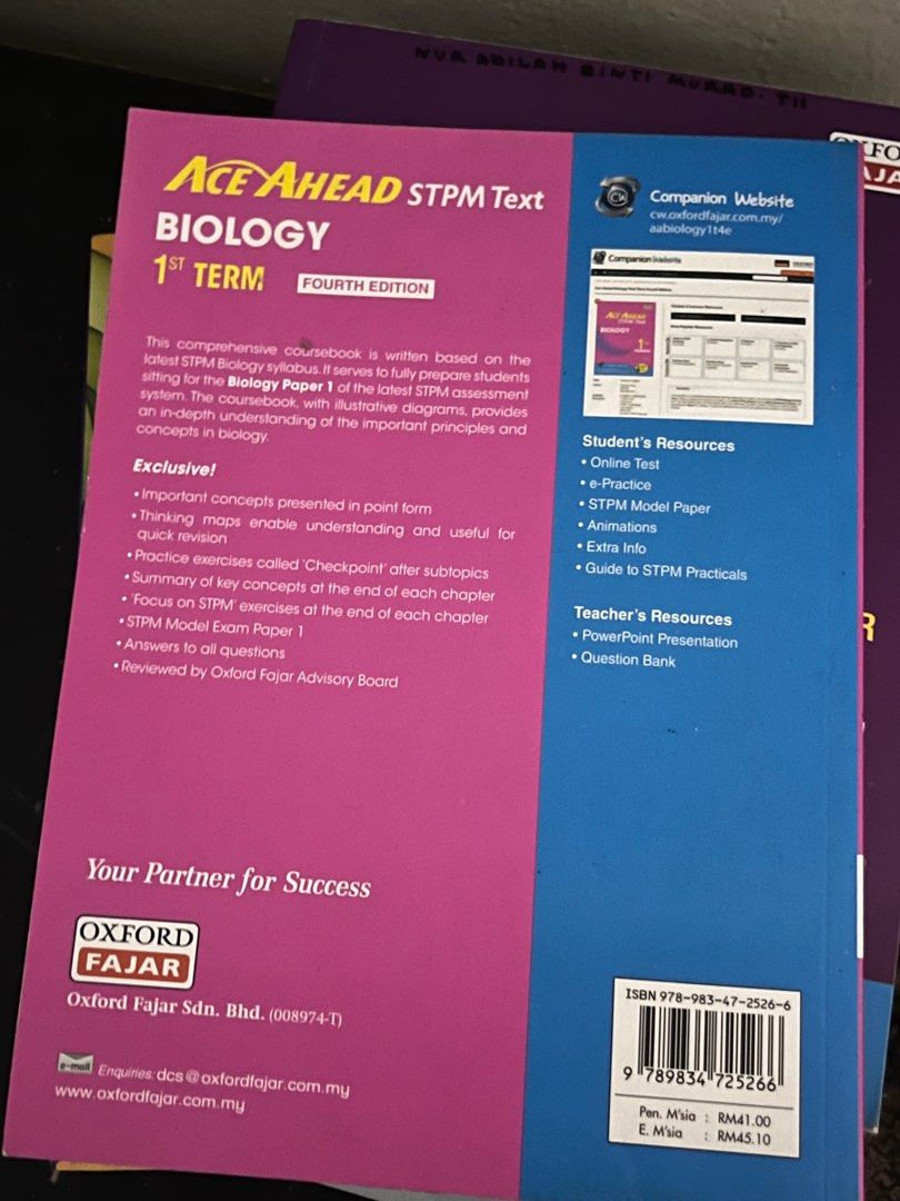 BIOLOGY TEXTBOOKS REFERENCE BOOK STPM MATRICULATION MATRIKS ASASI ...