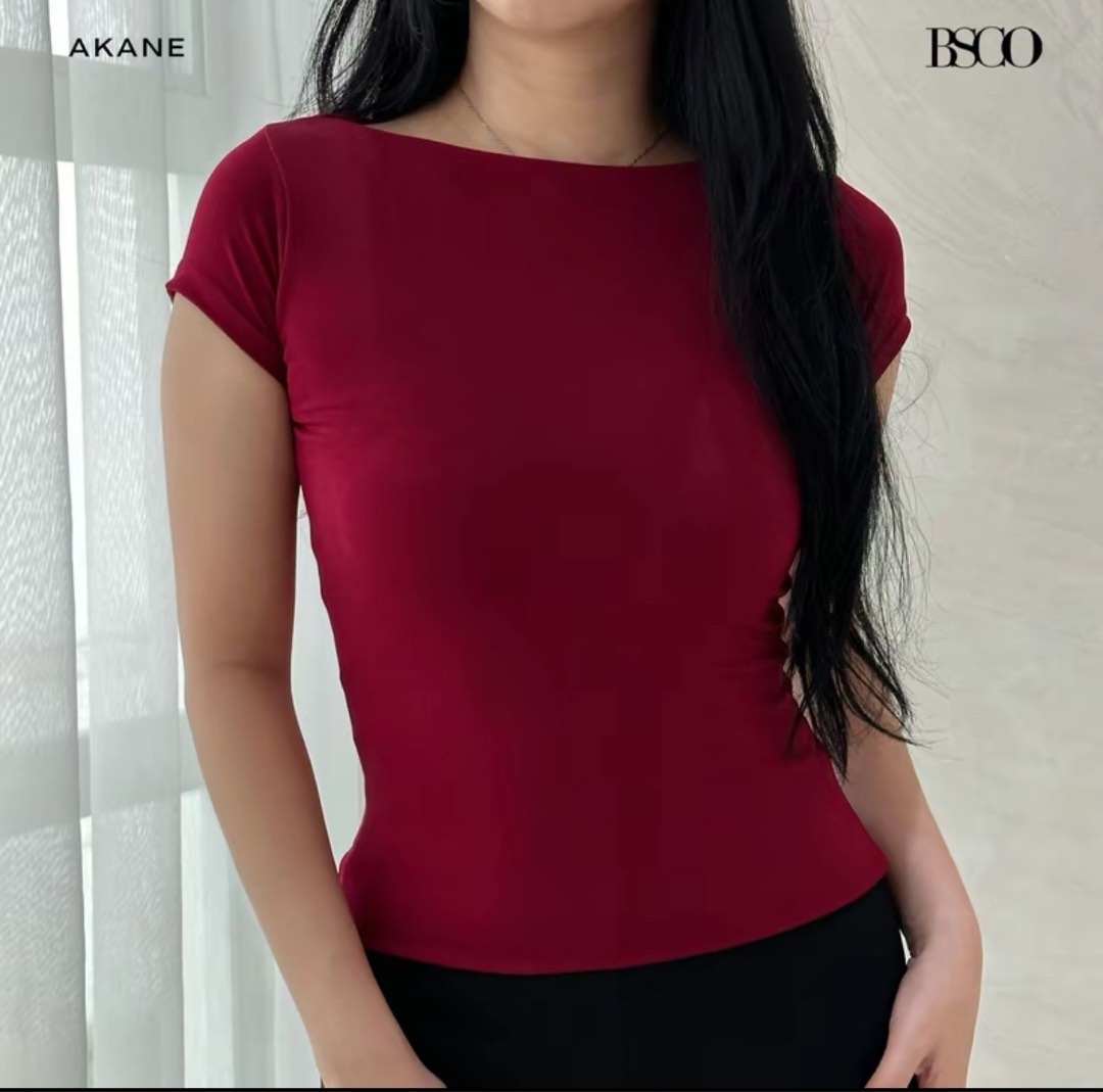 BSCO AKANE PREMIUM WIDE NECK BASIC, Women's Fashion, Tops, Shirts on ...