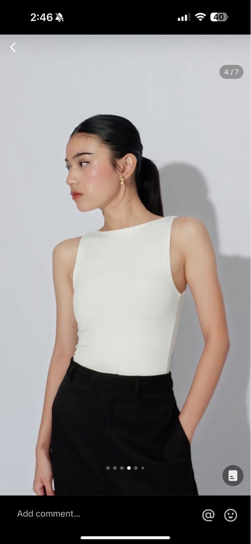 BSCO Roma Top - White & Red, Women's Fashion, Tops, Sleeveless on Carousell