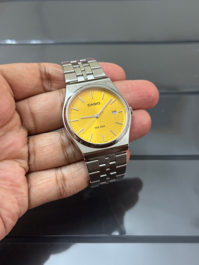 Casio MTP-B145D Yellow Sunburst dial quartz watch, Men's Fashion ...