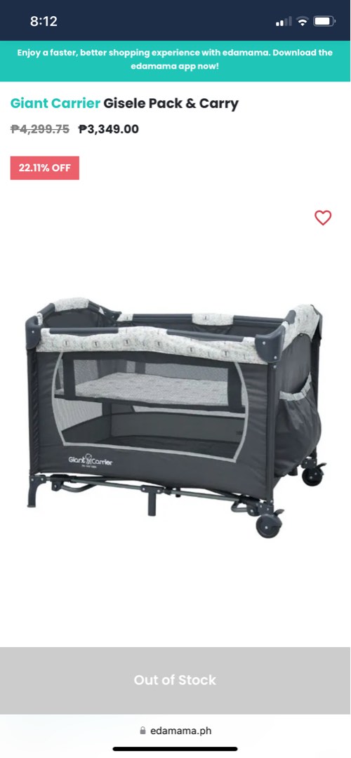 Giant Carrier Giselle pack and carry crib, Babies & Kids, Baby Nursery ...