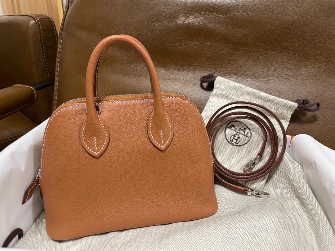 Hermes mini bolide gold colour W stamp, 名牌, 手袋及銀包 - Carousell