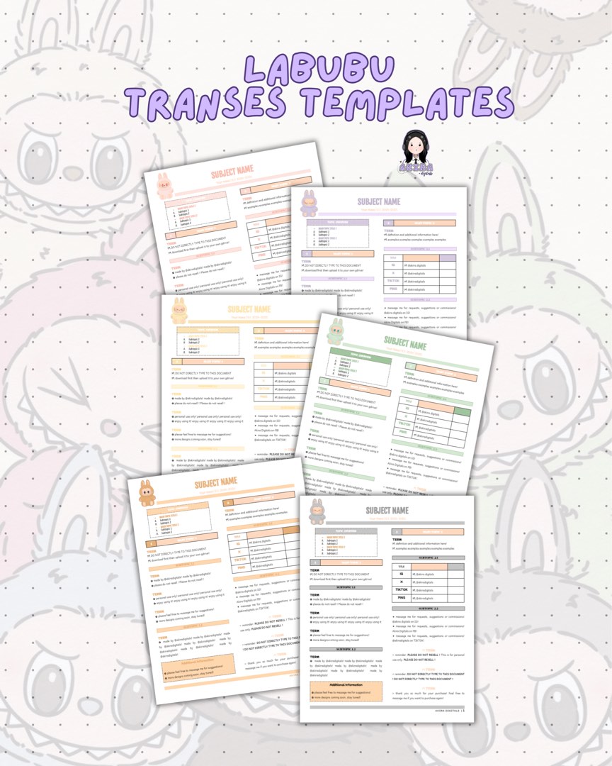 LABUBU TRANSES TEMPLATES, Hobbies & Toys, Stationary & Craft ...