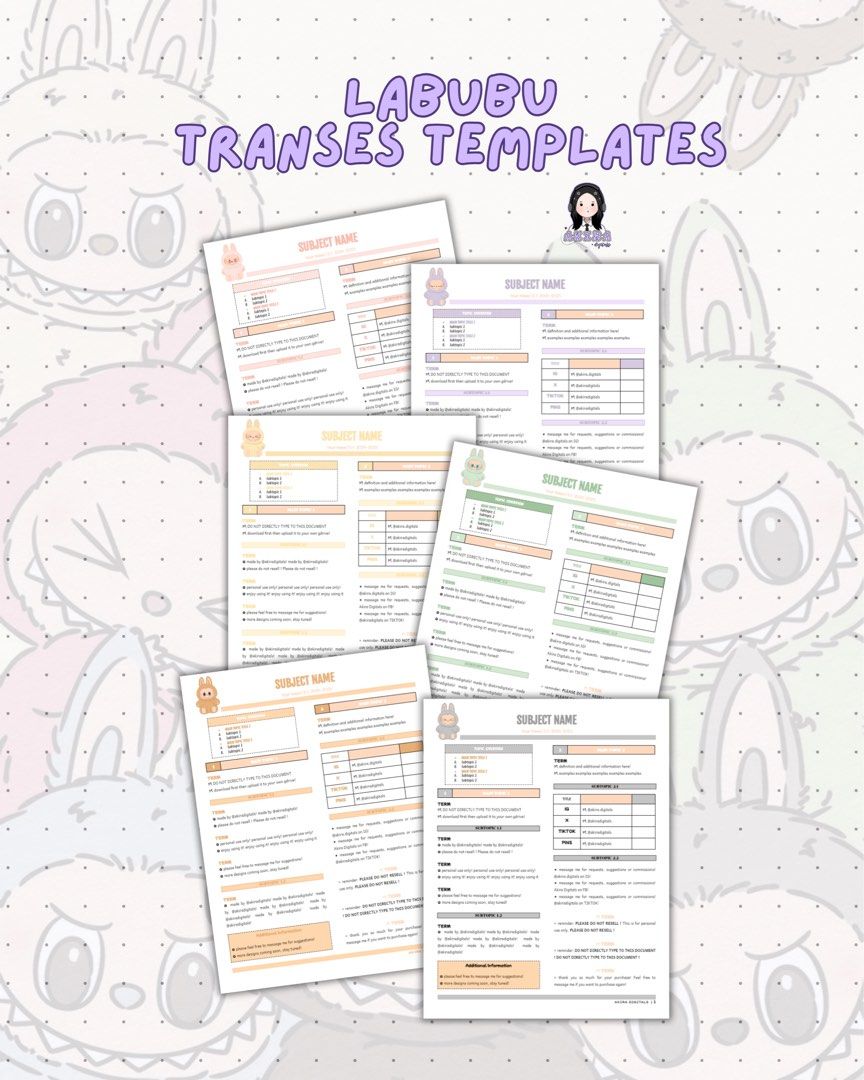 LABUBU TRANSES TEMPLATES, Hobbies & Toys, Stationary & Craft ...