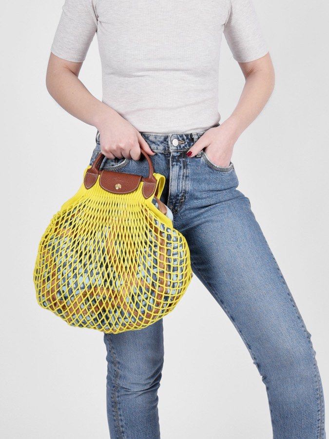 Longchamp Le Pliage Filet L Mesh Bag Yellow Lemon colour, Luxury, Bags ...