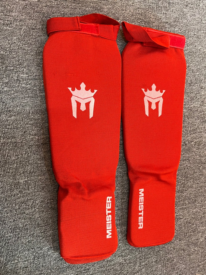 Meister Elastic Cloth Shin & Instep Padded Guards (Pair) - Red, Sports ...