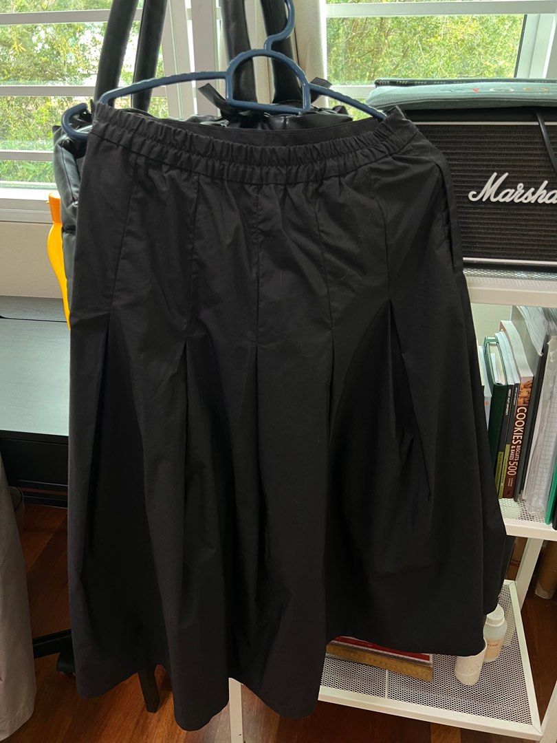 muji grey & black japan flare skirt y2k fairycore cottagecore goth ...