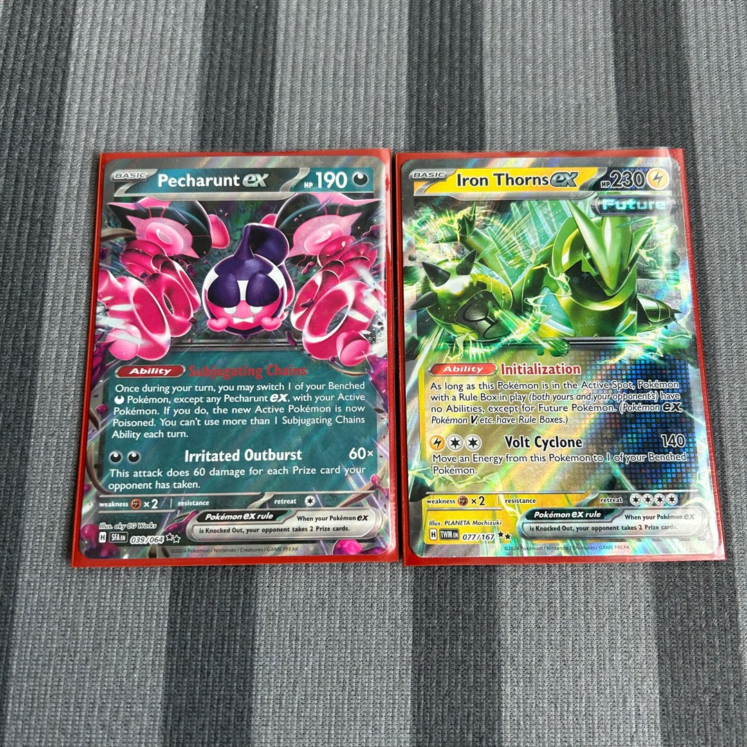 Pokemon TCG - Pecharunt EX & Iron Thorns EX, Hobbies & Toys, Toys ...