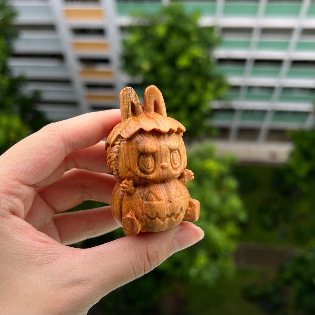 Sandalwood Labubu Carving, Furniture & Home Living, Home Decor ...