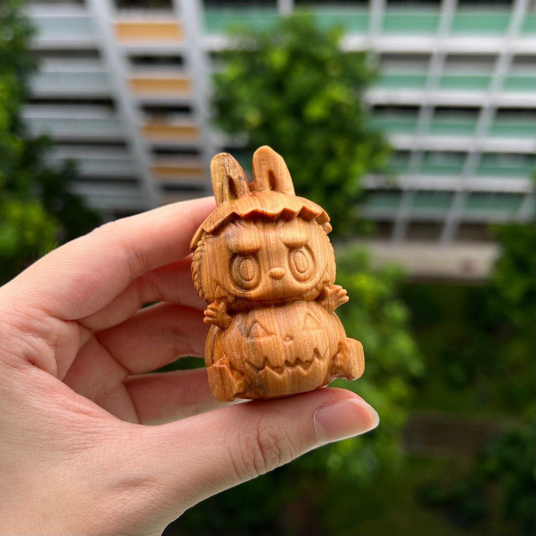 Sandalwood Labubu Carving, Furniture & Home Living, Home Decor ...