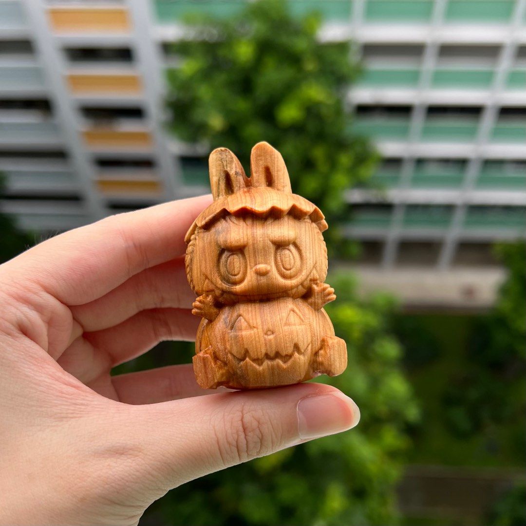 Sandalwood Labubu Carving, Furniture & Home Living, Home Decor ...
