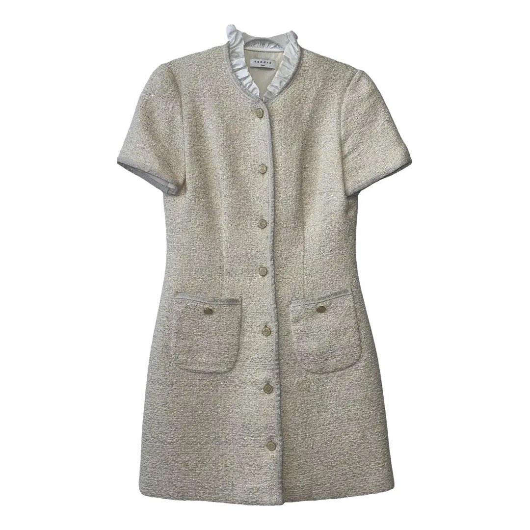 Sandro Metallic Ivory Tweed Dress, Women's Fashion, Dresses & Sets ...
