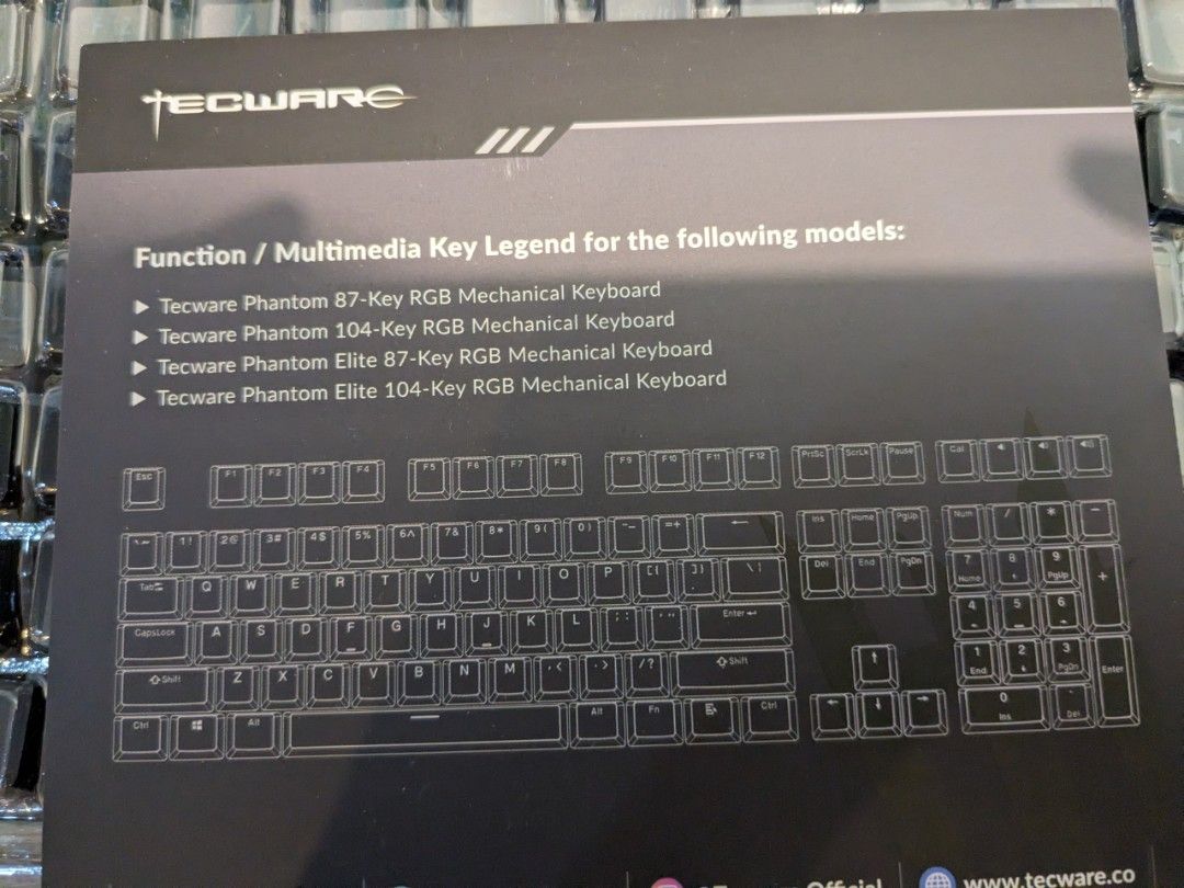 Tecware Black and Grey Double Shot Backlit RGB OEM Profile Keycaps ...