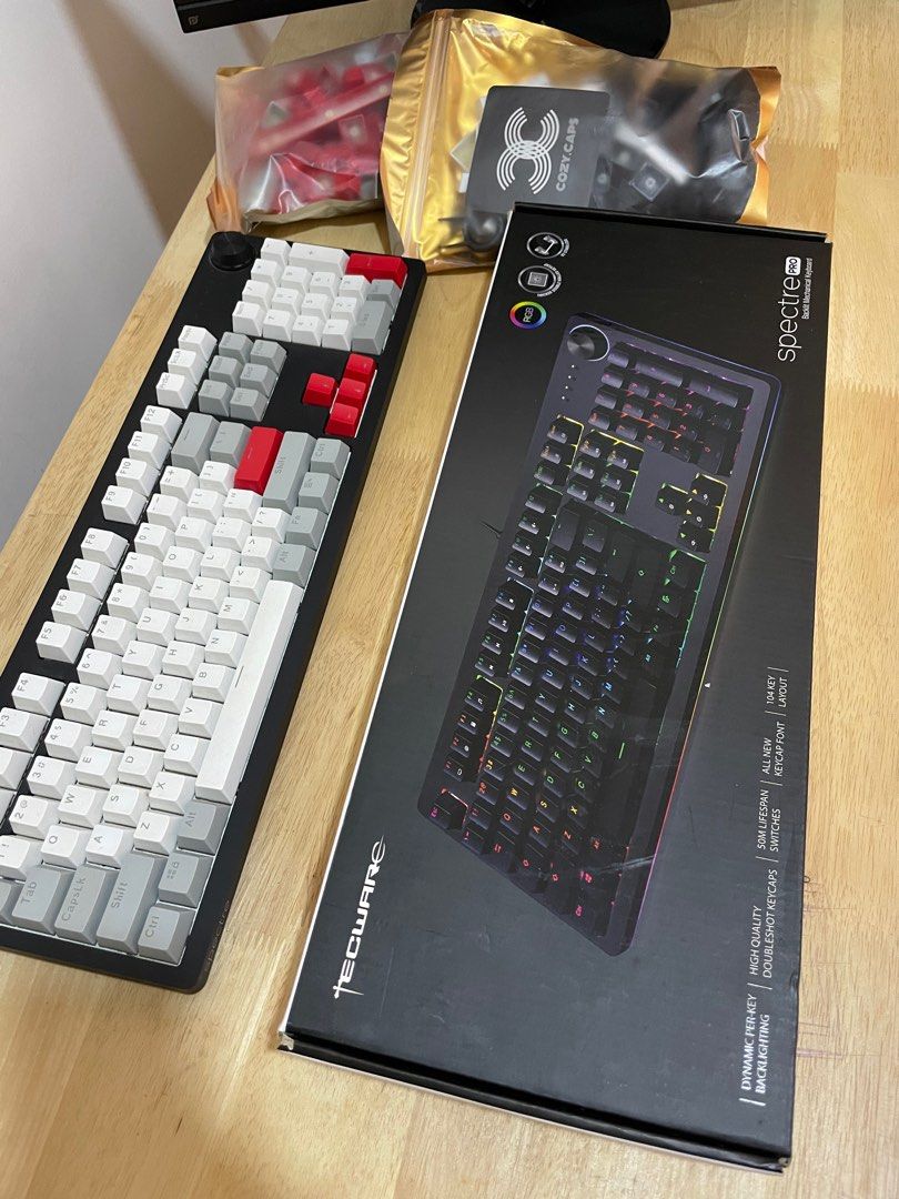 TECWARE SPECTRE PRO RGB FULL SIZE MECHANICAL KEYBOARD w/ VOLUME KNOB ...