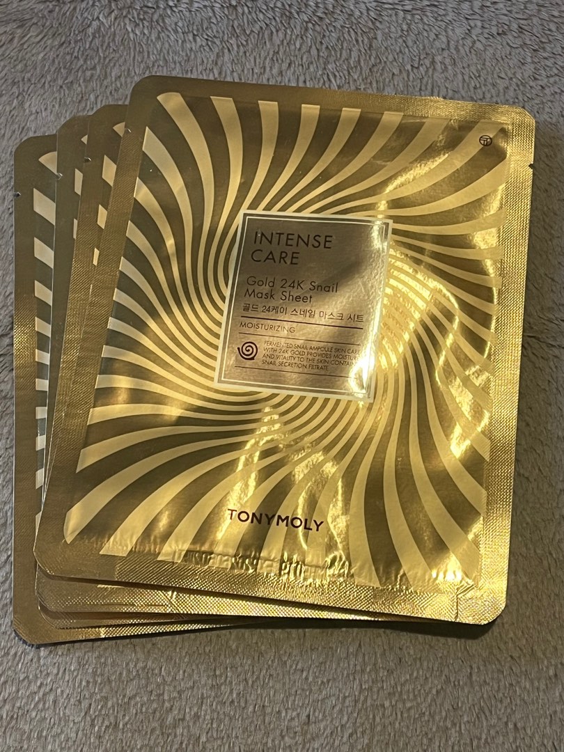 TONYMOLY Intense Care Gold 24K Snail Mask Sheet 四片 20g, 美容＆個人護理, 健康及美容 ...