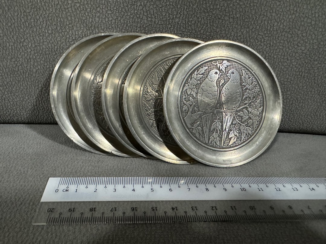 Vintage Pewter Coasters Set, Hobbies & Toys, Collectibles & Memorabilia ...
