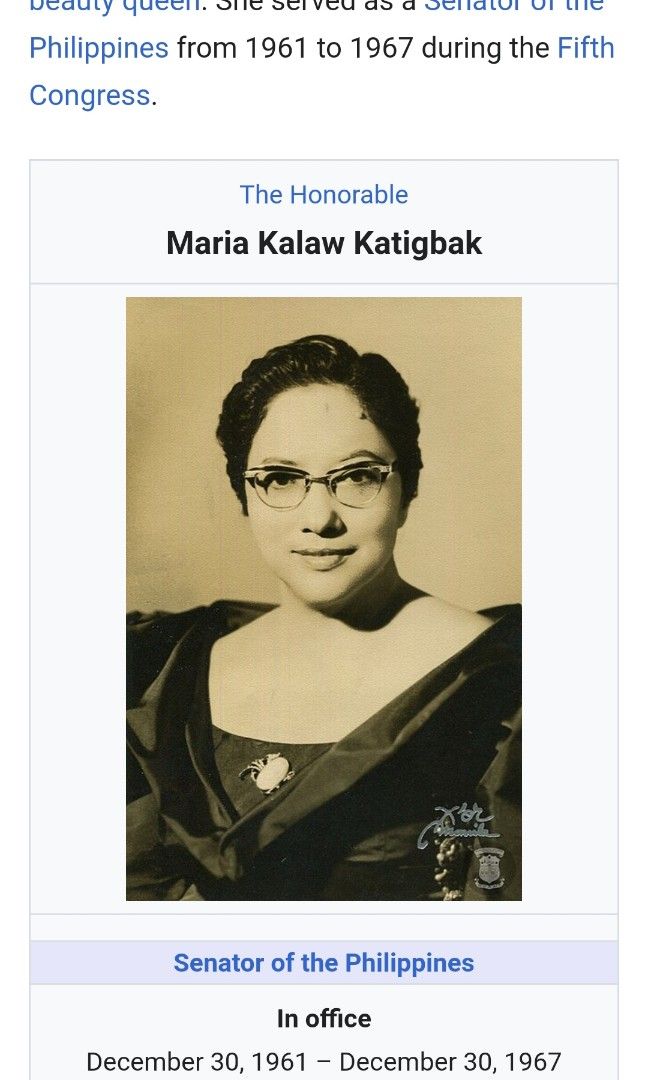 1961 SENATOR MARIA KALAW KATIGBAK ORIGINAL SIGNED CAMPAIGN LETTER ...