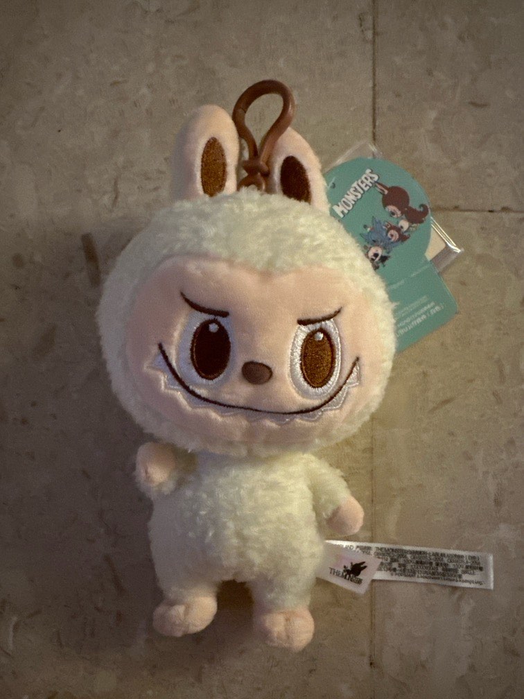 Authentic Popmart Pop land Labubu Plush Keychain (White), Hobbies ...