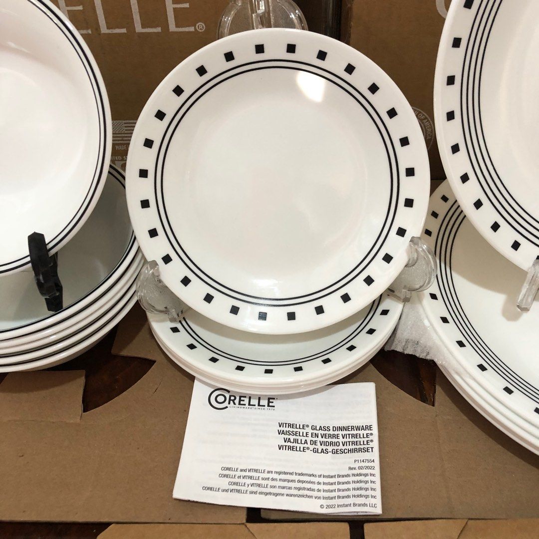 CORELLE BLACK AND WHITE 18pc set, Furniture & Home Living, Kitchenware ...