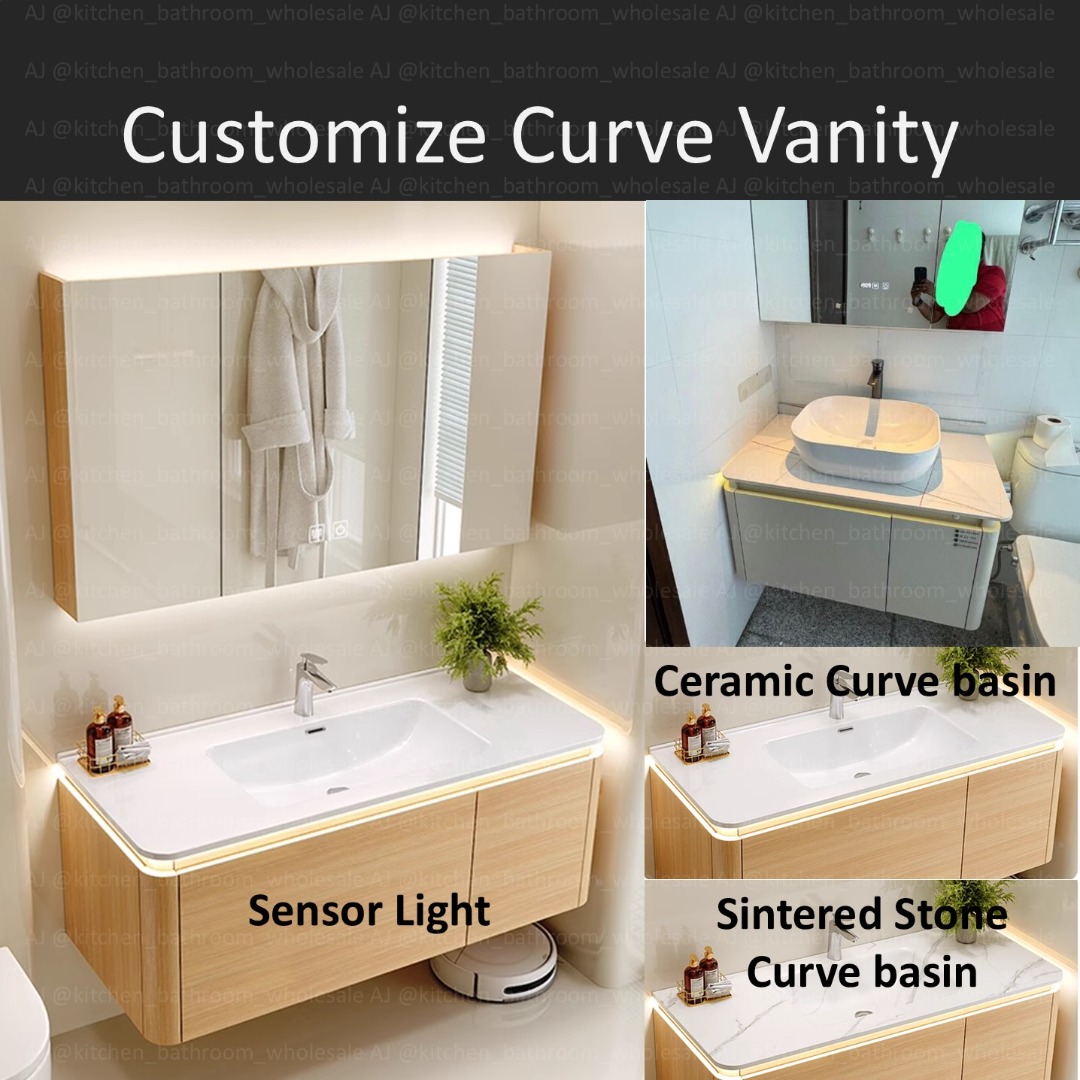 Customizable Curve Vanity Set / Bathroom Vanity Set / Top Mount Vanity ...