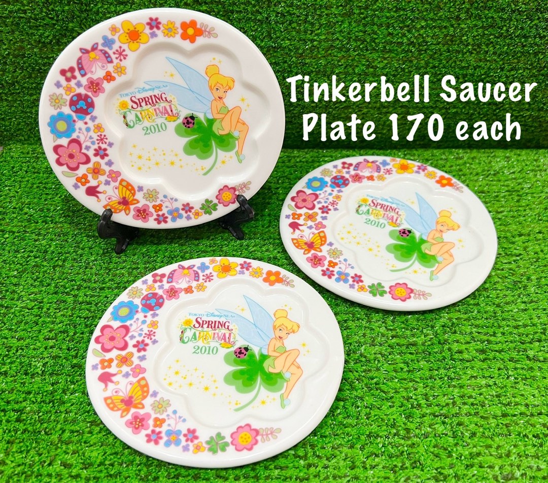 Disney Tinkerbell Ceramics Saucer Plate, Furniture & Home Living ...