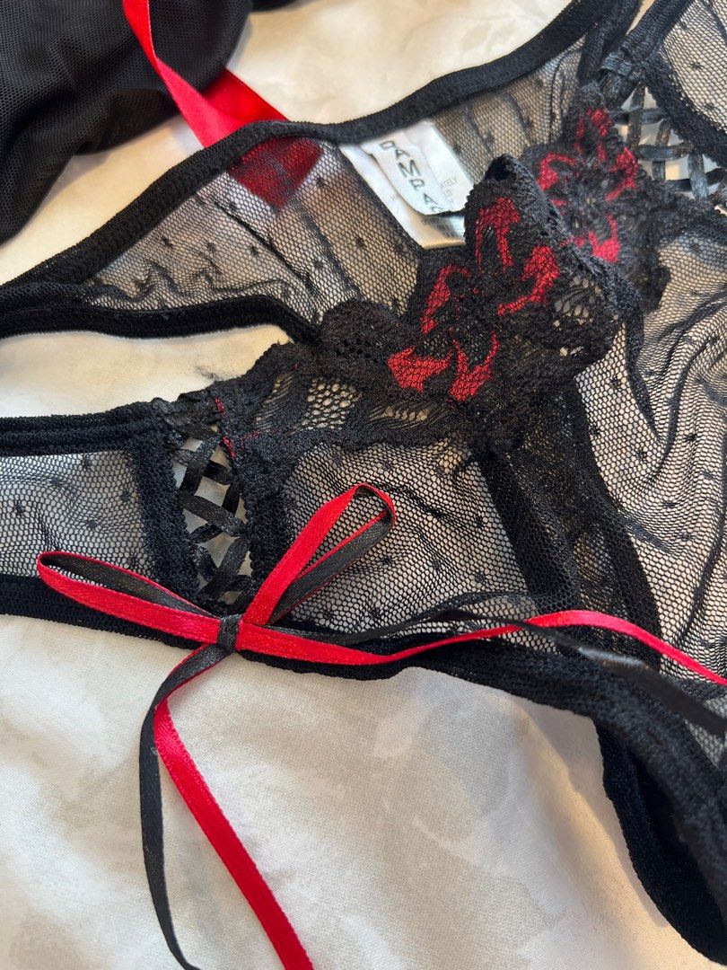 Goth Lingerie with Pant, Women's Fashion, New Undergarments ...