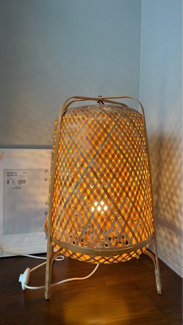 IKEA Rattan Floor Lamp KNIXHULT, Furniture & Home Living, Lighting ...