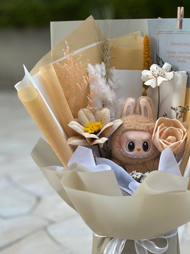 Labubu Flower Bouquet Vday Valentines |POPmart V1 V2 Crybaby Sunset ...