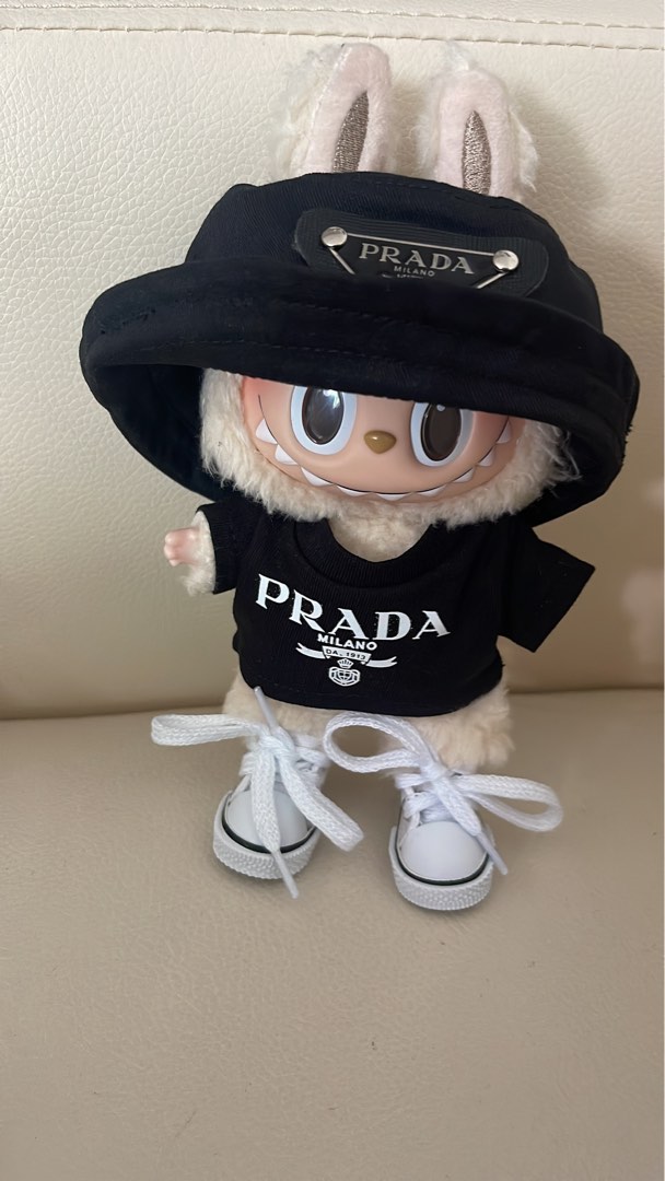 Labubu Prada attire set tee hat and white shoes, Hobbies & Toys, Toys ...