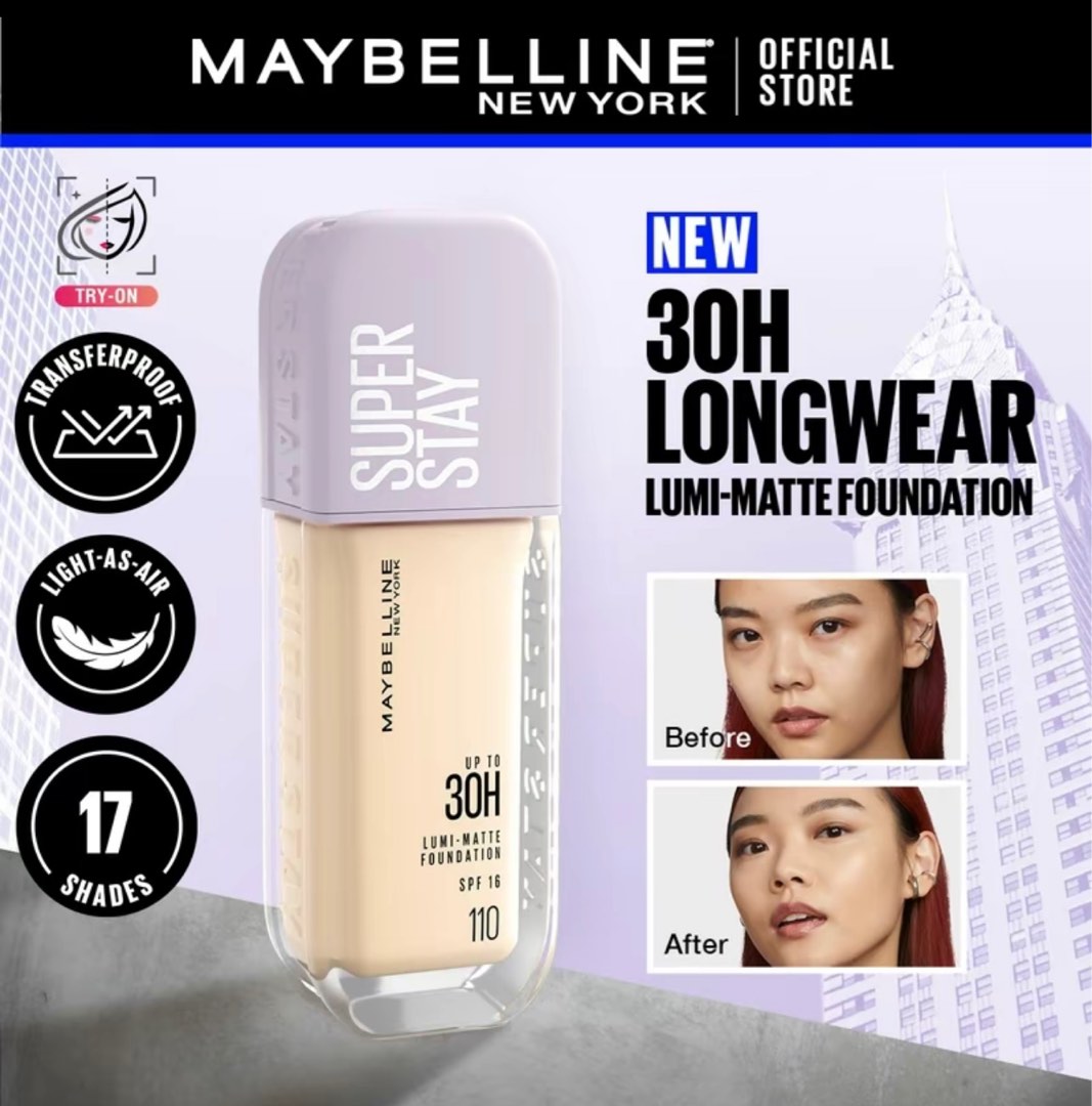 Maybelline SuperStay Lumi Matte Foundation 30ML (Longwear, Lightweight ...