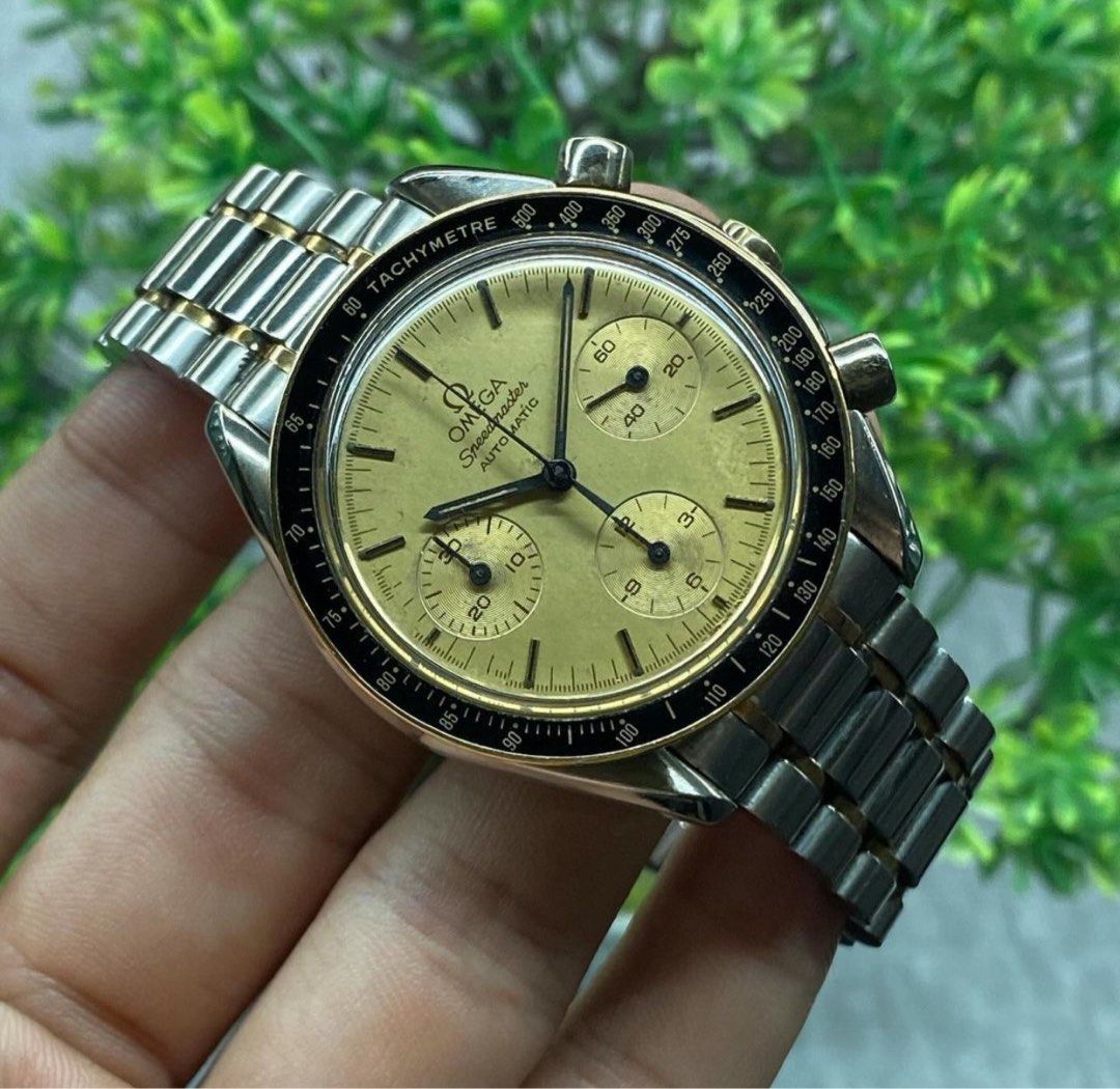 Omega Speedmaster Reduced Chronograph Gold Dial Two Tone Automatic 39mm ...