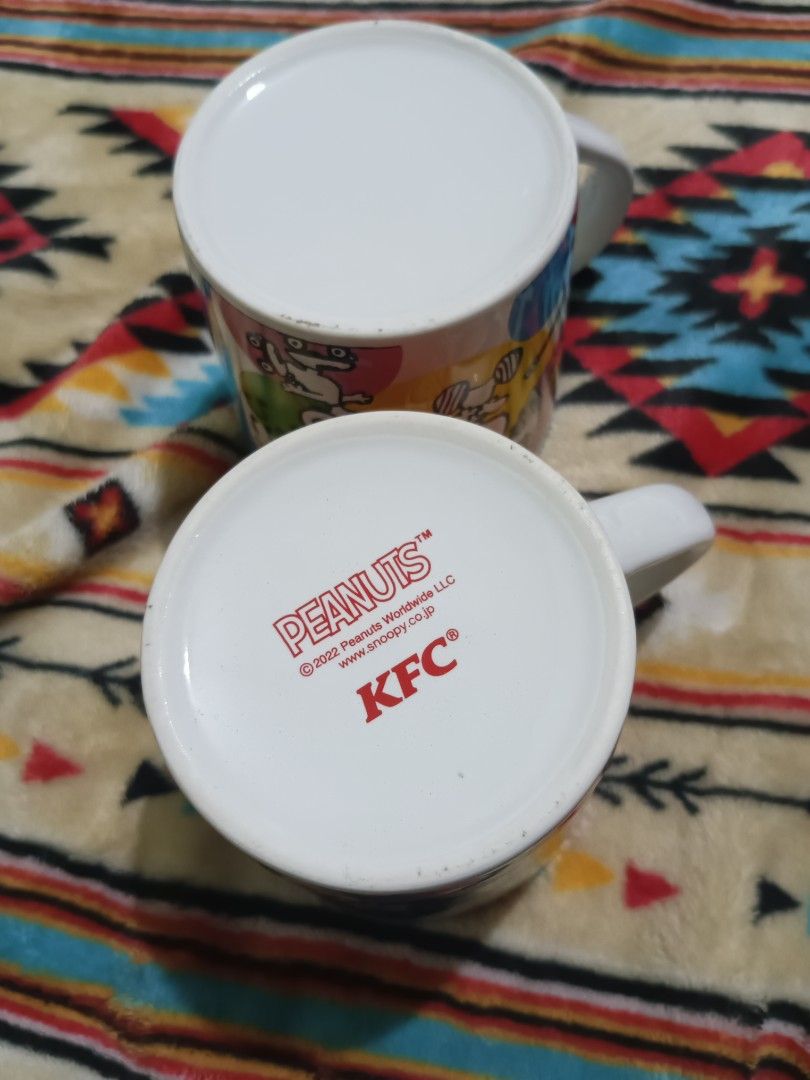 Pair of snoopy peanuts x KFC coffee mugs, Furniture & Home Living ...
