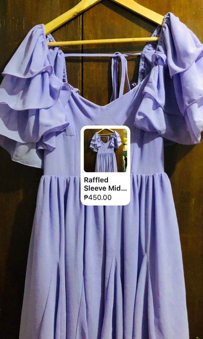 Raffles Sleeve Midi Dress, Women's Fashion, Dresses & Sets, Dresses on ...